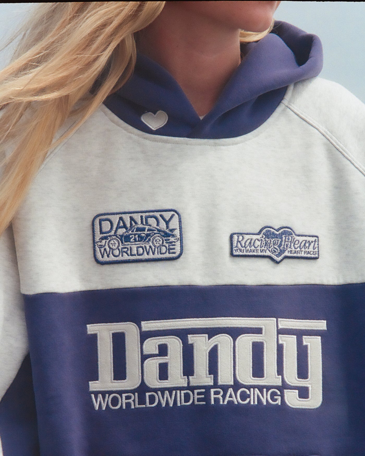 "Racing Heart" Oversized Lux Hoodie in Blue