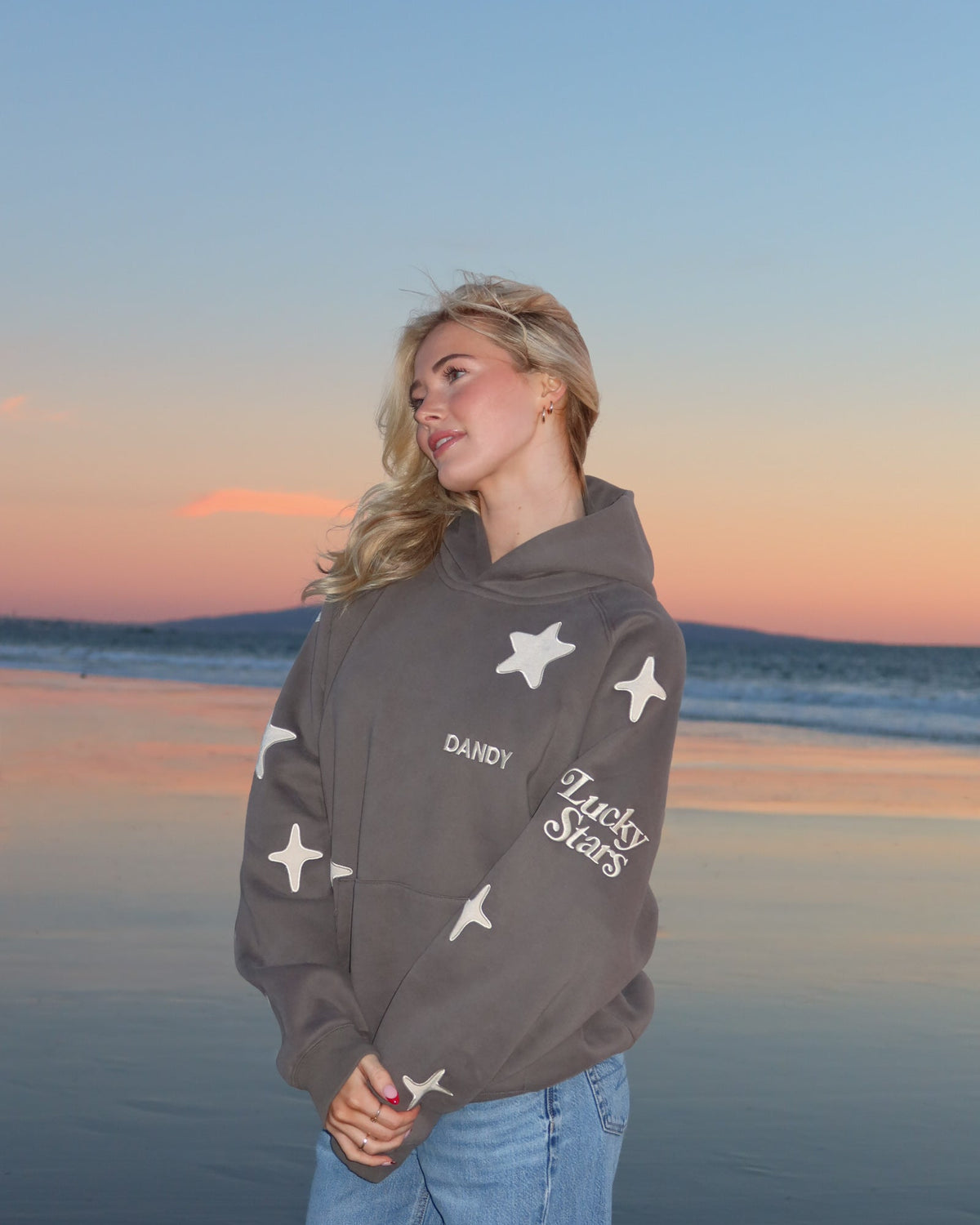 "Lucky Stars" Oversized Lux Hoodie in Dark Gray
