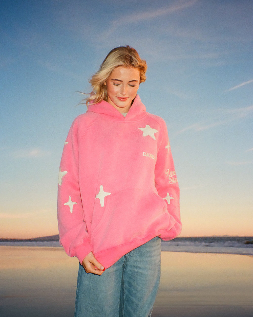 "Lucky Stars" Oversized Lux Hoodie in Vintage Washed Pink