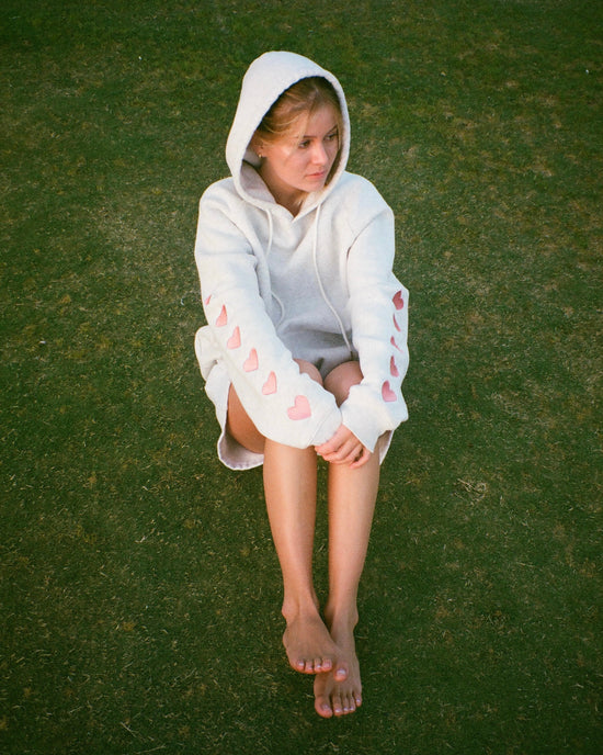 "Heart on My Sleeve" Oversized Lux Hoodie in Heather Gray – Dandy Worldwide