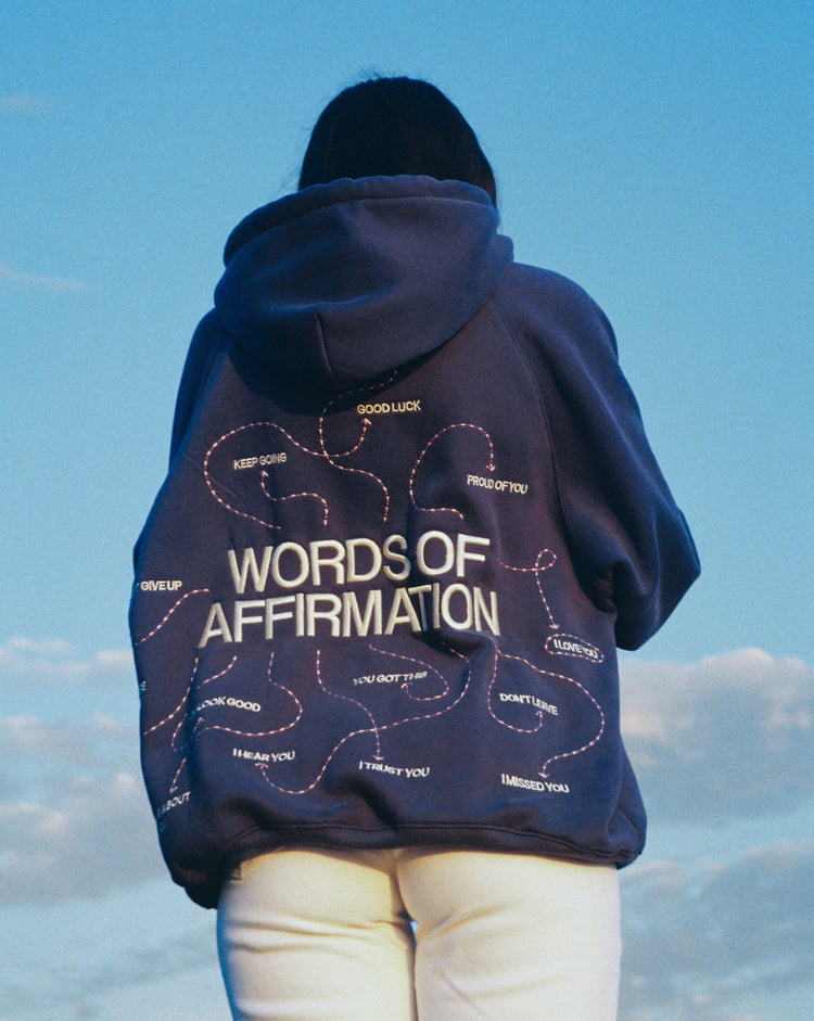 "Words of Affirmation" Oversized Lux Hoodie in Blue – Dandy Worldwide