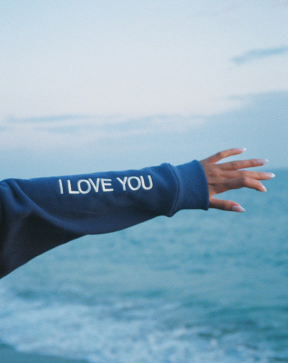 "Words of Affirmation" Oversized Lux Hoodie in Blue – Dandy Worldwide