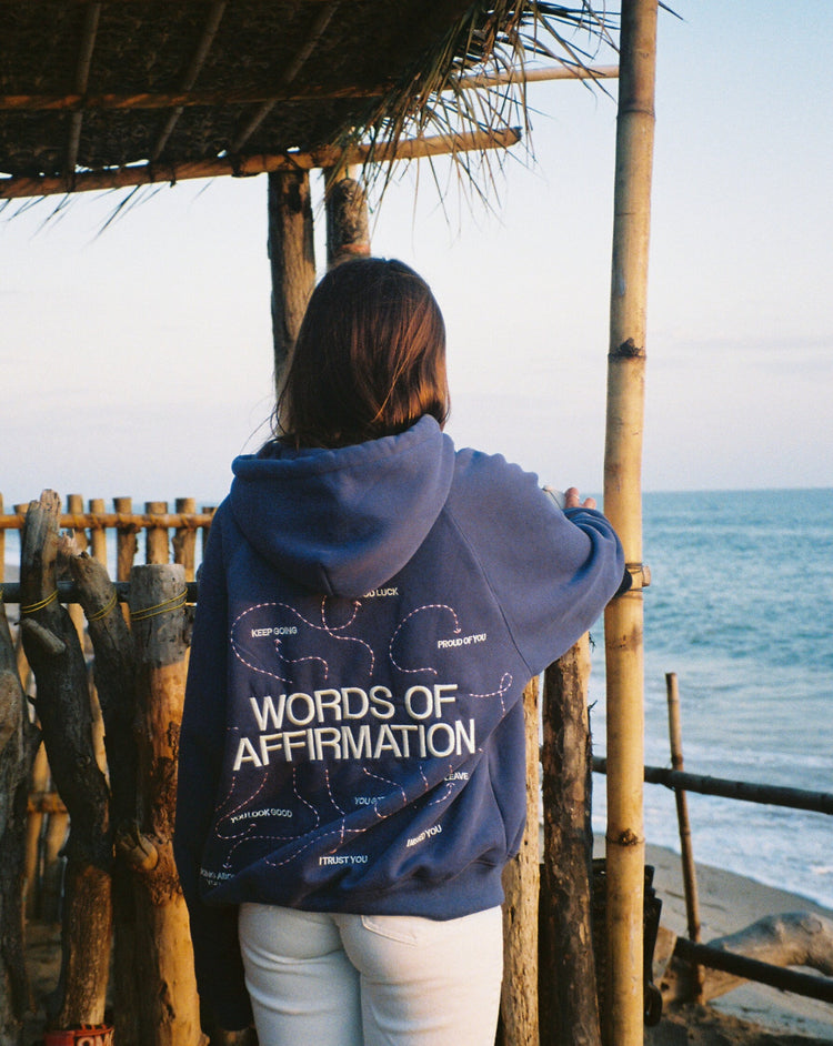 "Words of Affirmation" Oversized Lux Hoodie in Blue – Dandy Worldwide