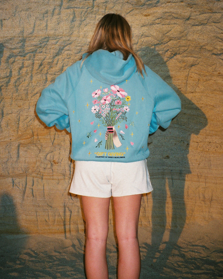 "Gift Giving" Oversized Lux Hoodie in Blue – Dandy Worldwide