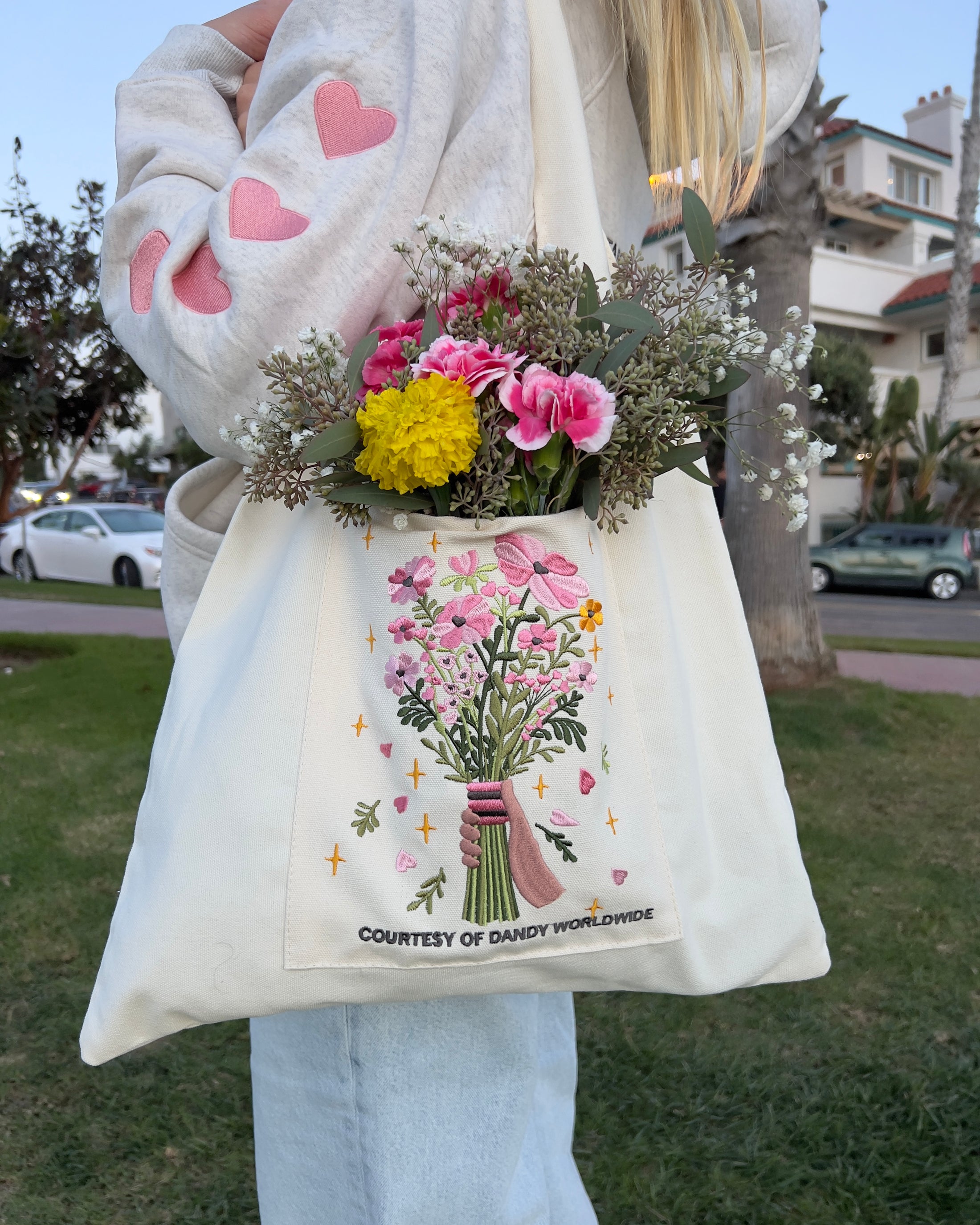 "Gift Giving" Embroidered Tote Bag – Dandy Worldwide