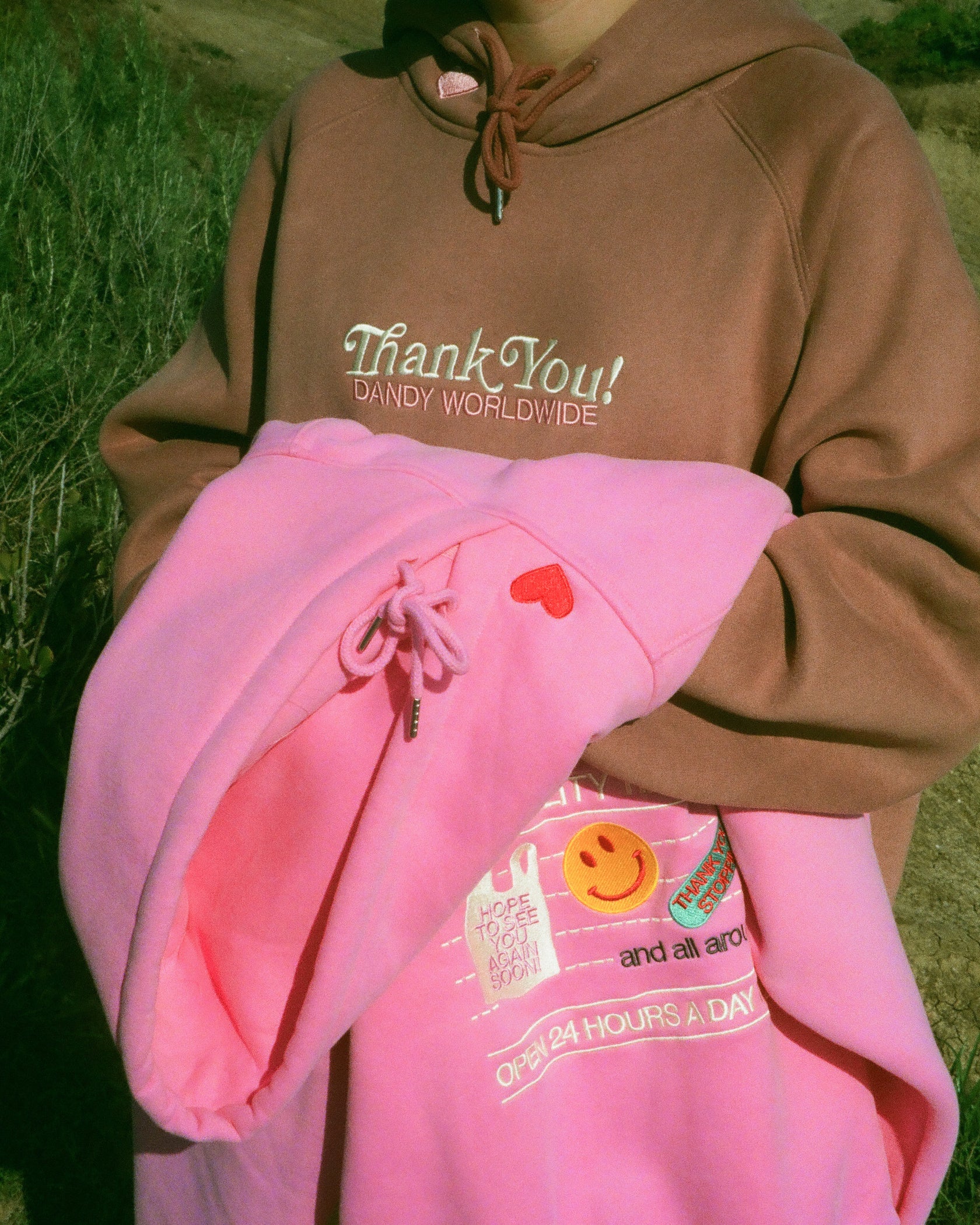 "Quality Time" Oversized Lux Hoodie in Pink – Dandy Worldwide
