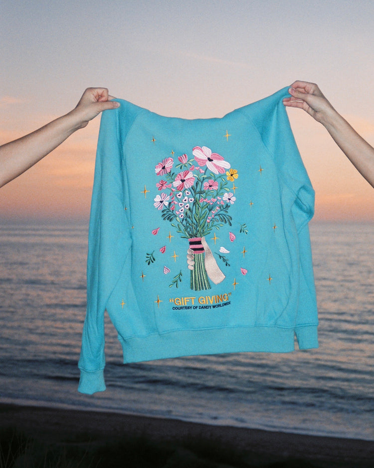 "Gift Giving" Oversized Lux Hoodie in Blue – Dandy Worldwide